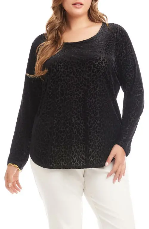 Karen Kane Spot Velvet Burnout Shirttail Top