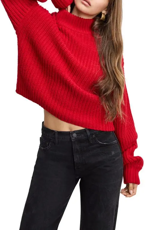 Good American Oversized Mock Neck Sweater - Chili001