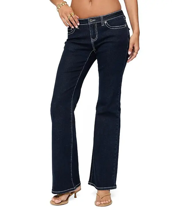 EDIKTED Louis Contrast Low Rise Jeans - Dark Blue