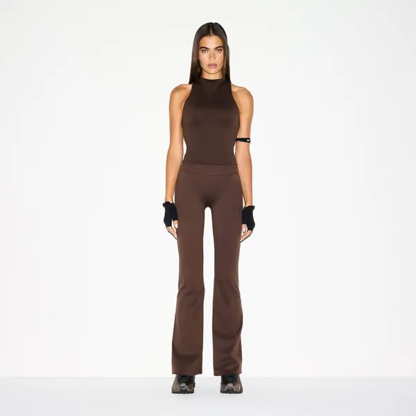 SKIMS Nike Matte Mock Neck Racer Tank By - Dark Sepia