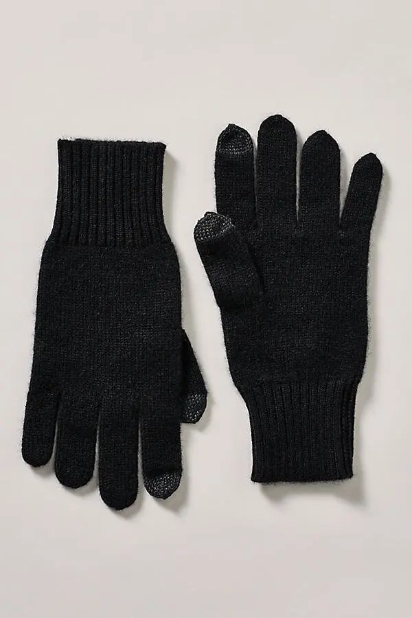 WHITE & WARREN Touchscreen Cashmere Gloves - Black