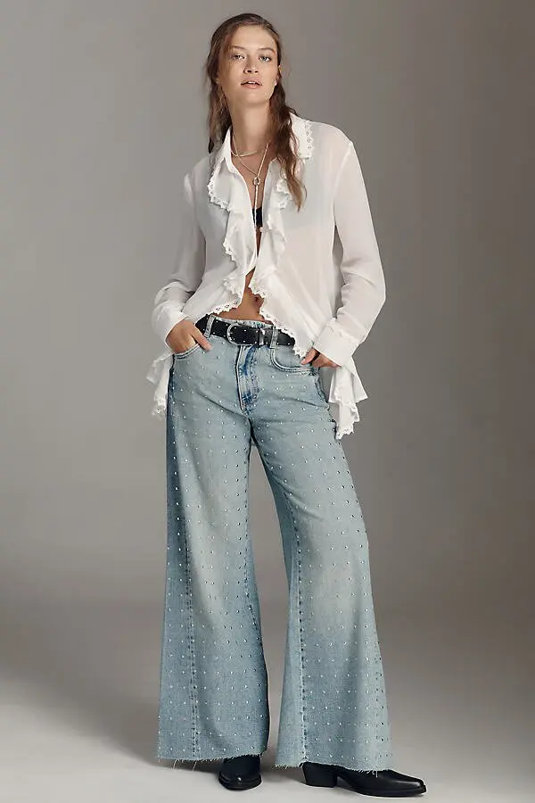 PILCRO The Adi Studded Flare Jeans