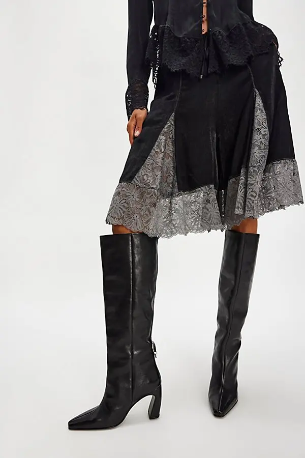 Free People Date Night Tall Boots - Black Leather