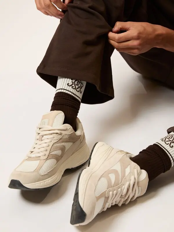 REISS Maurice Monogram Cotton-blend Rib Sport Socks - Chocolate Brown/ecru/navy
