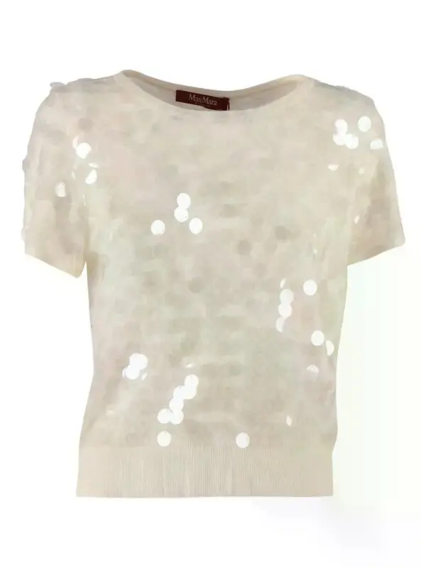 Max Mara Sequin-embellished T-shirt - White