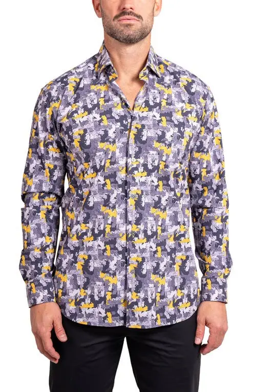 MACEOO Fibonacci Ascension Contemporary Fit Button-up Shirt - Grey