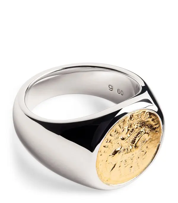 Tom Wood Sterling Ring With Gold Coin