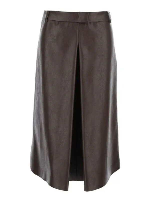 MSGM Ecoleather Midi Skirt With Slit