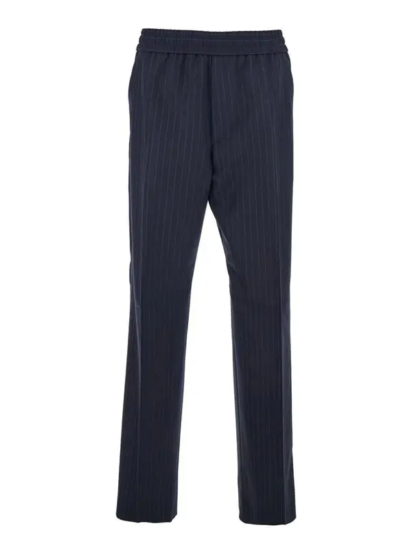 Golden Goose Pinstriped Wool Blend Trousers - Blue