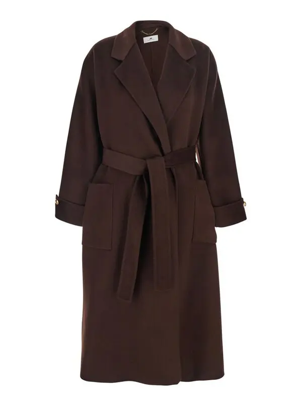 Elisabetta Franchi Wool Coat With Belt