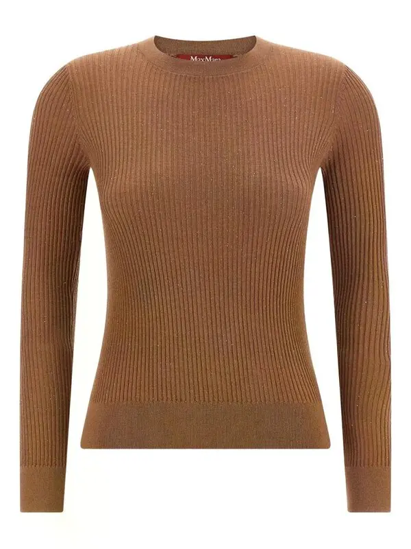 Max Mara Marabu Sequin-embellished Ribbed Sweater - Brown