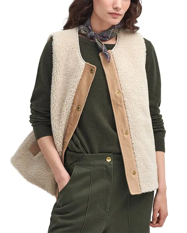 Barbour Dulsie Faux Fur Liner Vest - Ecru/ancient