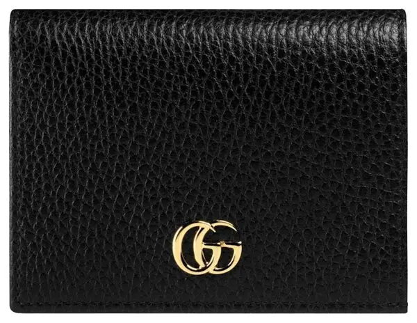 Gucci Gg Marmont Card Case Pebbled Leather Black