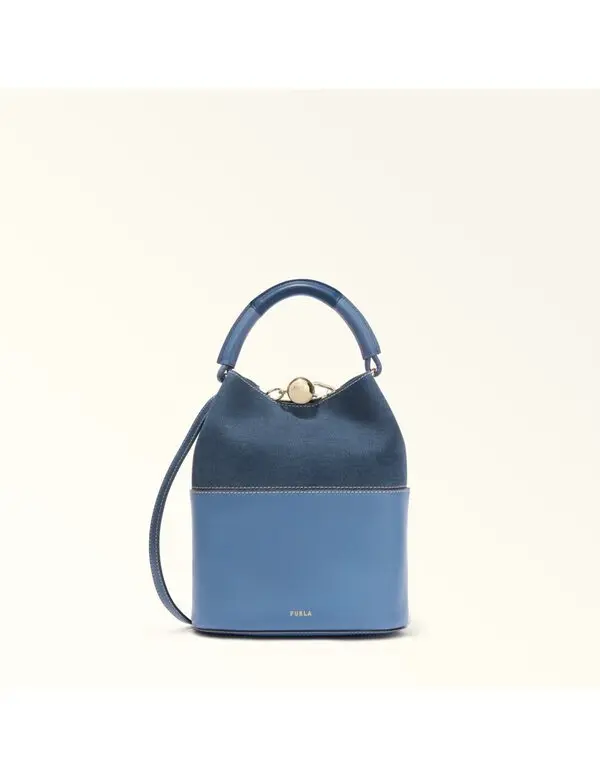 Furla Leather Bucket Bag - Blue