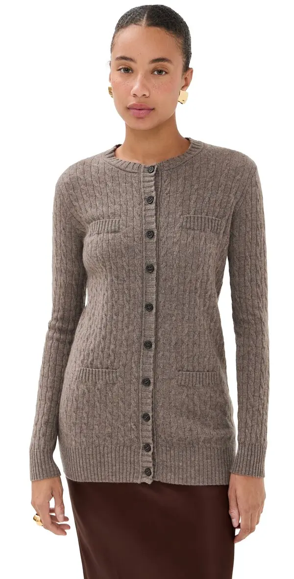 LISA YANG Linda Cashmere Cardigan - Truffle