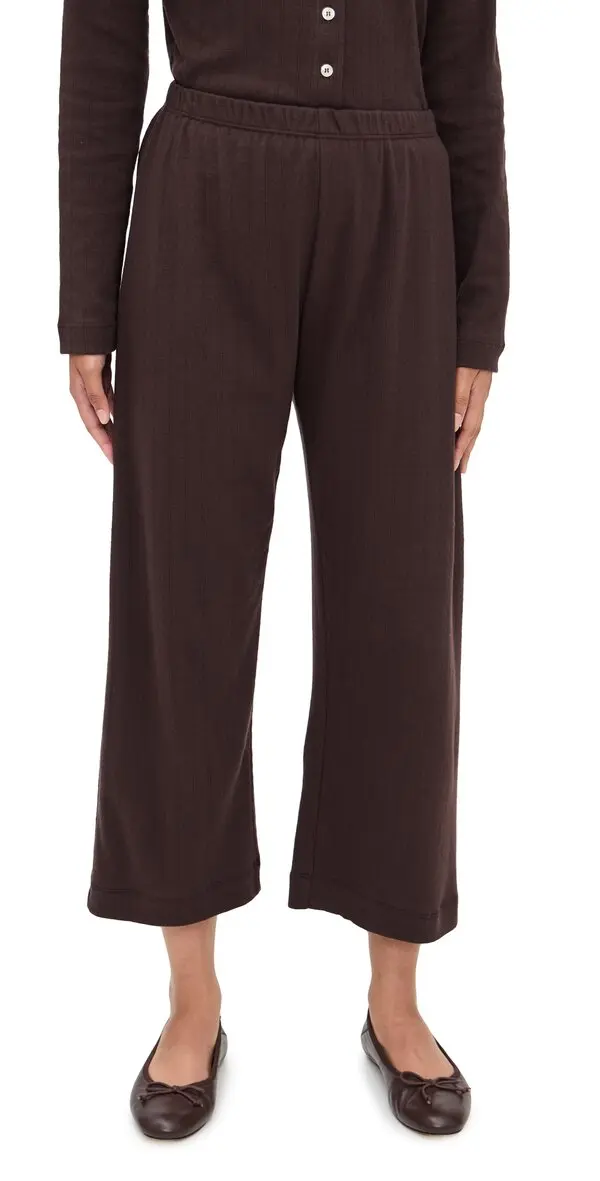 LESET Pointelle Knit Wide Leg Pants