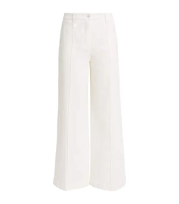 Eleventy Cotton-blend Pleated Wide Leg Trousers