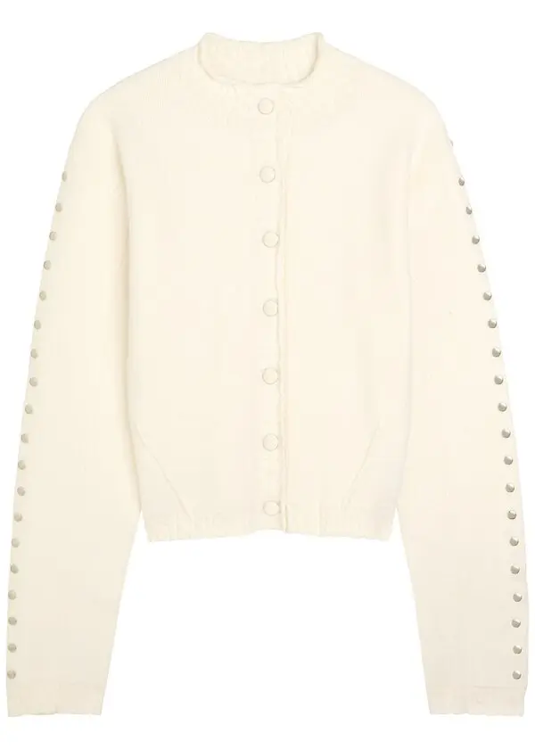 NEVER FULLY DRESSED Stud-embellished Knit Cardigan
