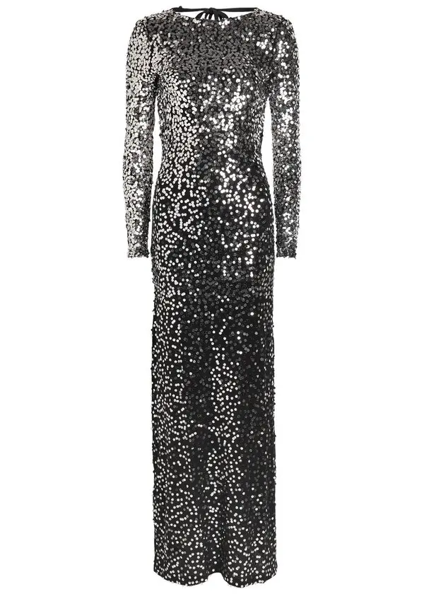 Rabanne Sequin-embellished Chiffon Maxi Dress