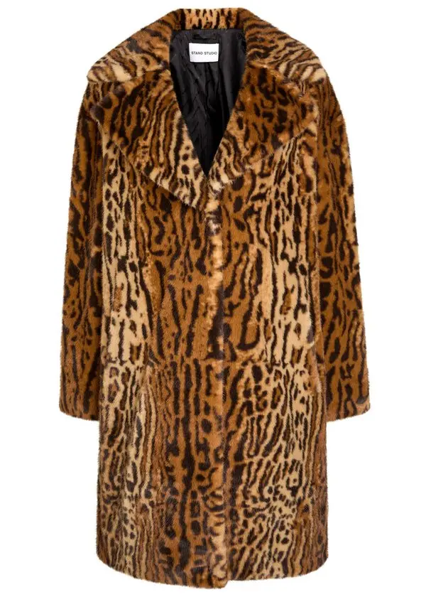 STAND STUDIO Camille Print Faux Fur Coat - Leopard