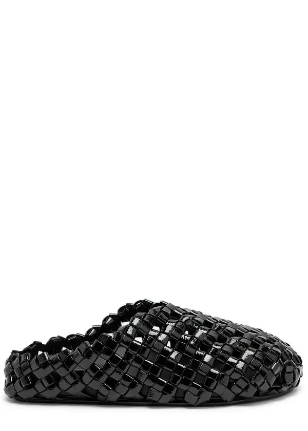 A.W.A.K.E. Mode Woven Patent Leather Mules
