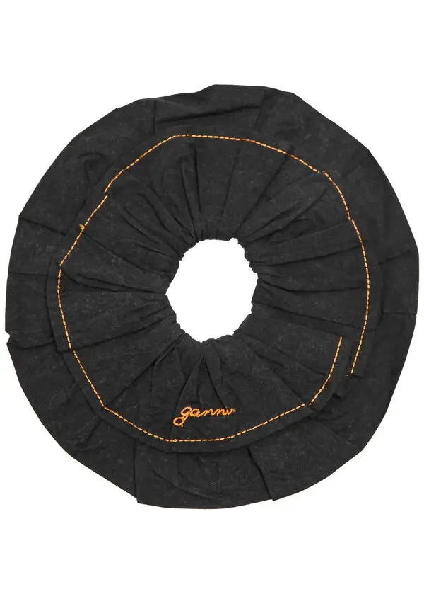 GANNI Logo-embroidered Stretch-cotton Scrunchie