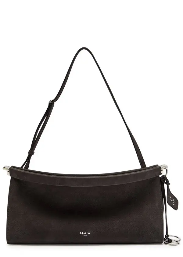 Alaïa East West Medium Nubuck Shoulder Bag - Dark Grey