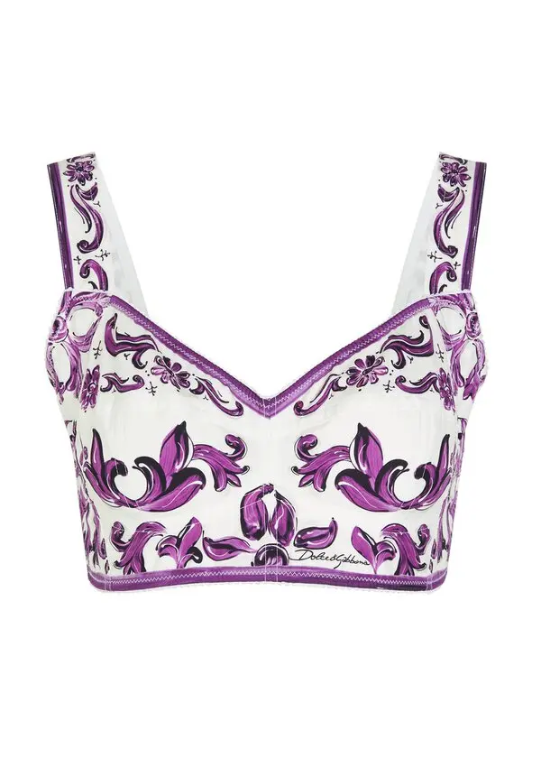 Dolce & Gabbana Printed Cotton-blend Crop Top