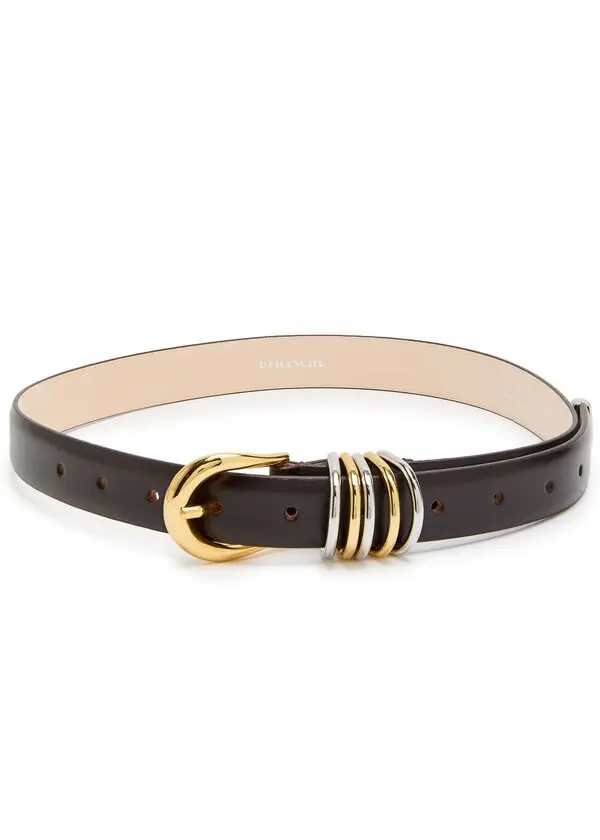DEHANCHE Hollyhock Two-tone Leather Belt - Maroon