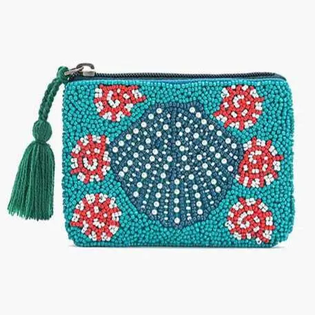 Yumi Kim Seashell Beaded Coin Pouch - Teal