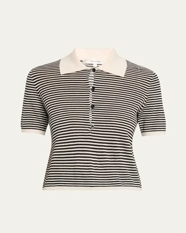 FRAME The Smart Polo Top - Cream Multi