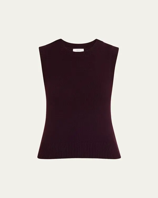 A.L.C. Ian Cashmere Sleeveless Sweater - Deep Plum