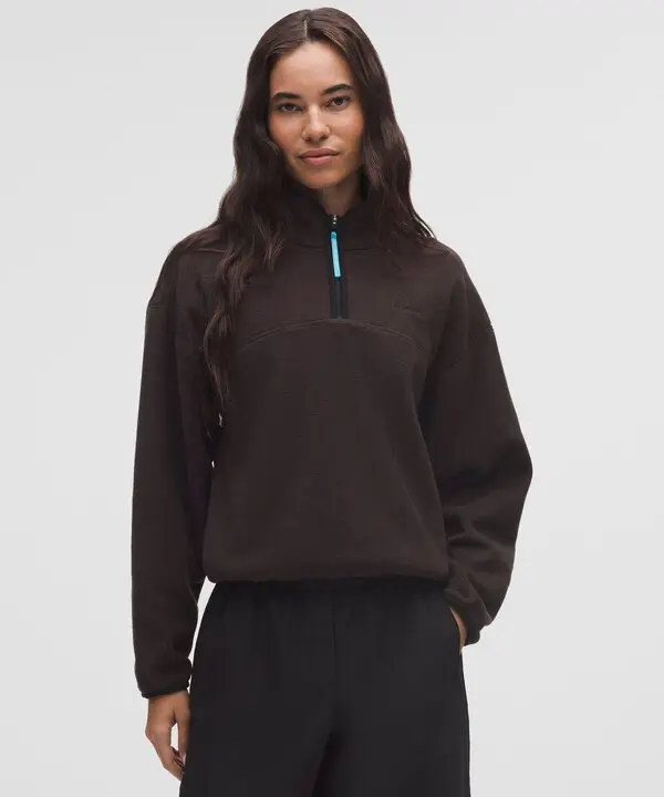 Lululemon Fleece Half-zip Hiking Jacket - Sequoia/black/fresco Blue Tone