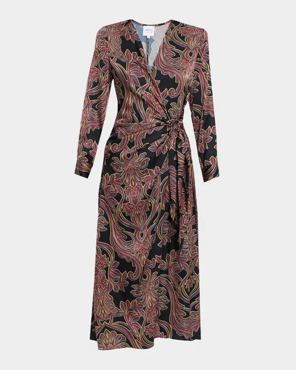 Misa Studded Flora Eliza Wrap Midi Dress