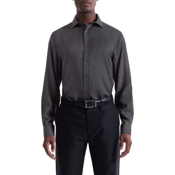 Bugatchi Axel Shaped Fit Geo Print Lyocell Button-up Shirt