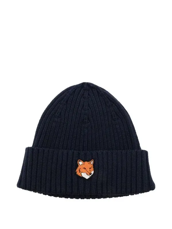 Maison Kitsuné Fox Head Cotton Beanie - Blue