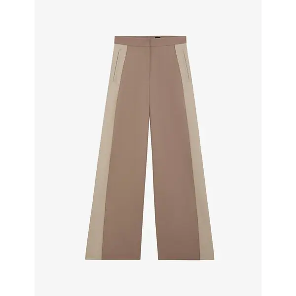 Hugo Boss Contrast-stripe Wide-leg Virgin-wool Trousers