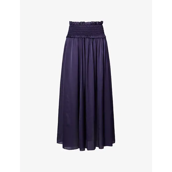 Zimmermann Silk Maxi Skirt With Shirred Waistband