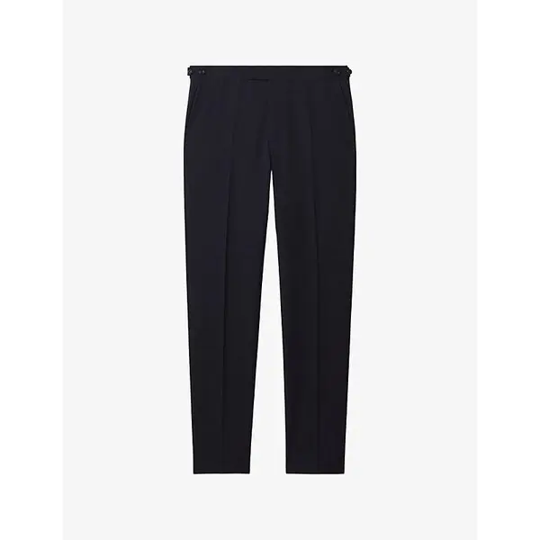 REISS Belmont Slim-fit Stretch Wool-blend Trousers - Navy