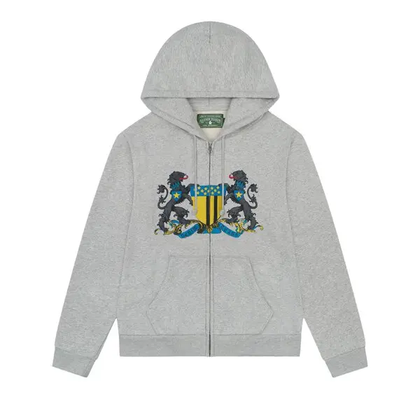 DENIM TEARS Panther Crest Zip-up Hoodie - Grey