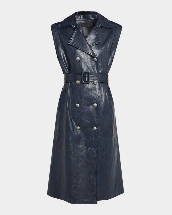 Kobi Halperin Val Double-breasted Trench Coat Dress - Navy
