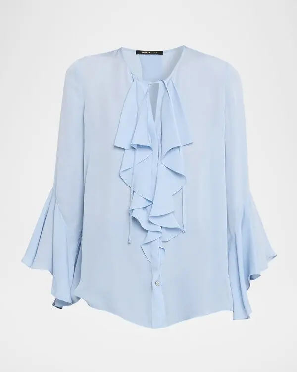 Kobi Halperin Turner Tie-neck Ruffle Blouse - Midnight B