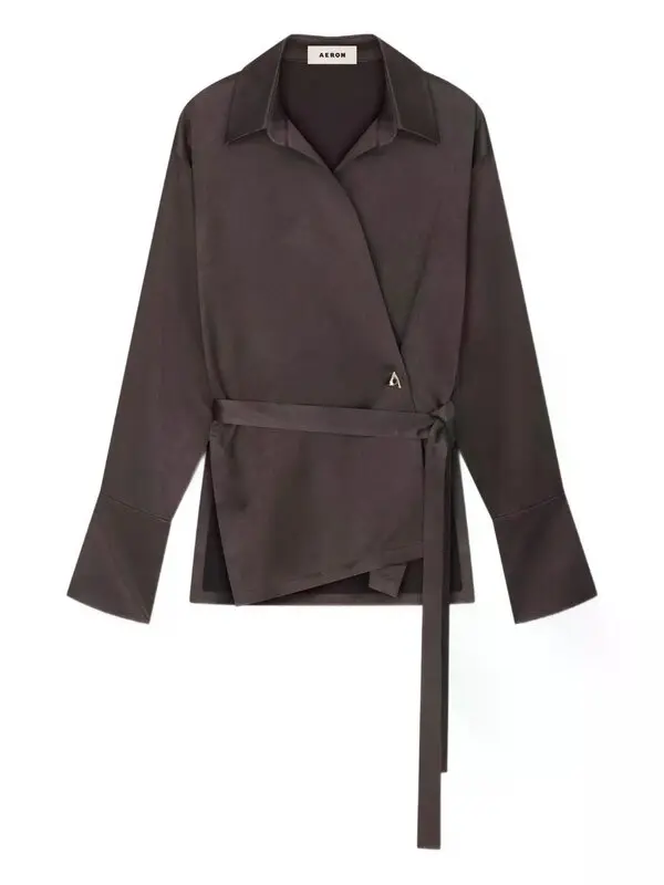 AERON Wrap-front Satin Shirt