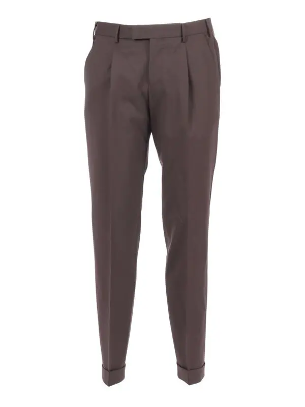 PT TORINO Master 1-pleat Trousers - Brown