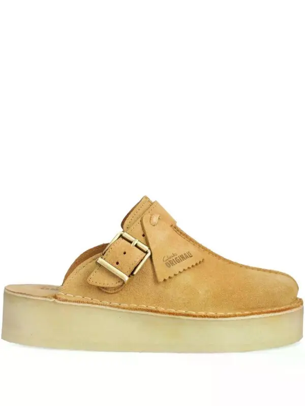 Clarks Buckle Platform Mules