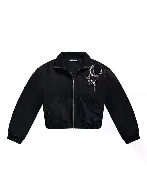 AREA Crystal Chain Cut-out Bomber Jacket