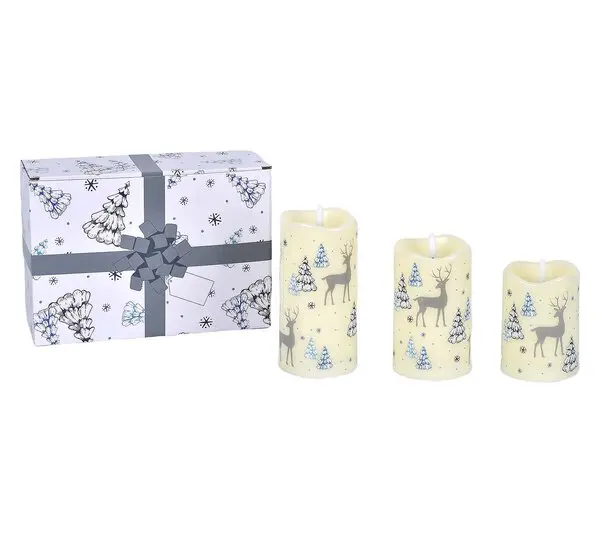 TEMP-TATIONS Set Of 4', 5', 6' Fiberoptic Candles W/ Box