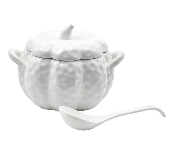 TEMP-TATIONS Special Edit Figural Pumpkin Soup Tureen W/ Spoon