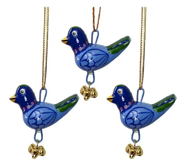 GLOBAL CRAFTS Global Craft Handpainted Birdie Ornament With G Ungroo,set Of