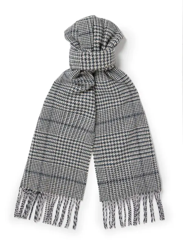 Johnstons Of Elgin Fringed Houndstooth Wool Scarf